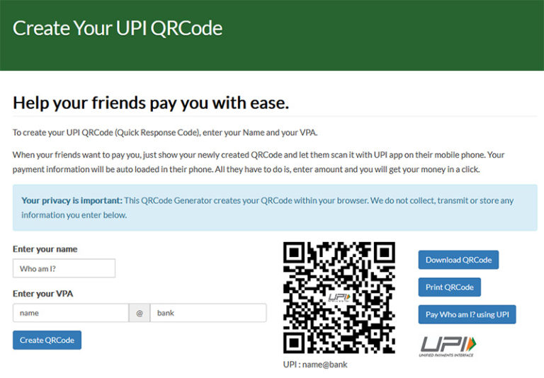QR Code Creation for VPA or UPI ID – designPuli